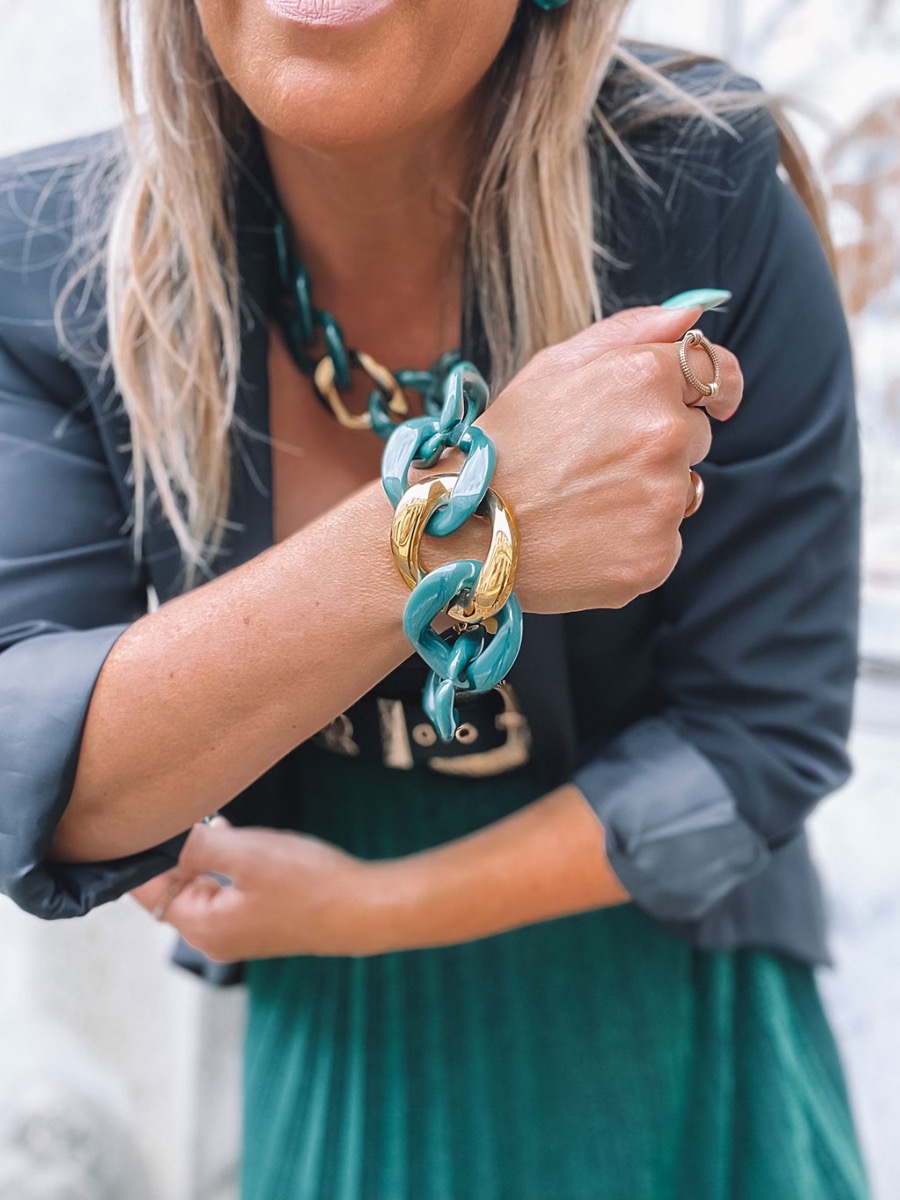 Collier Maillons Vert & Or Francine Bramli - Pièces Uniques| AORI Boutique