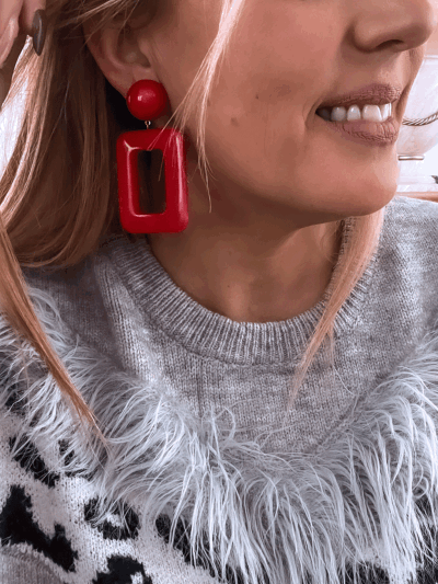 Boucles Pendantes Rouge- Made In France | SAORI Boutique